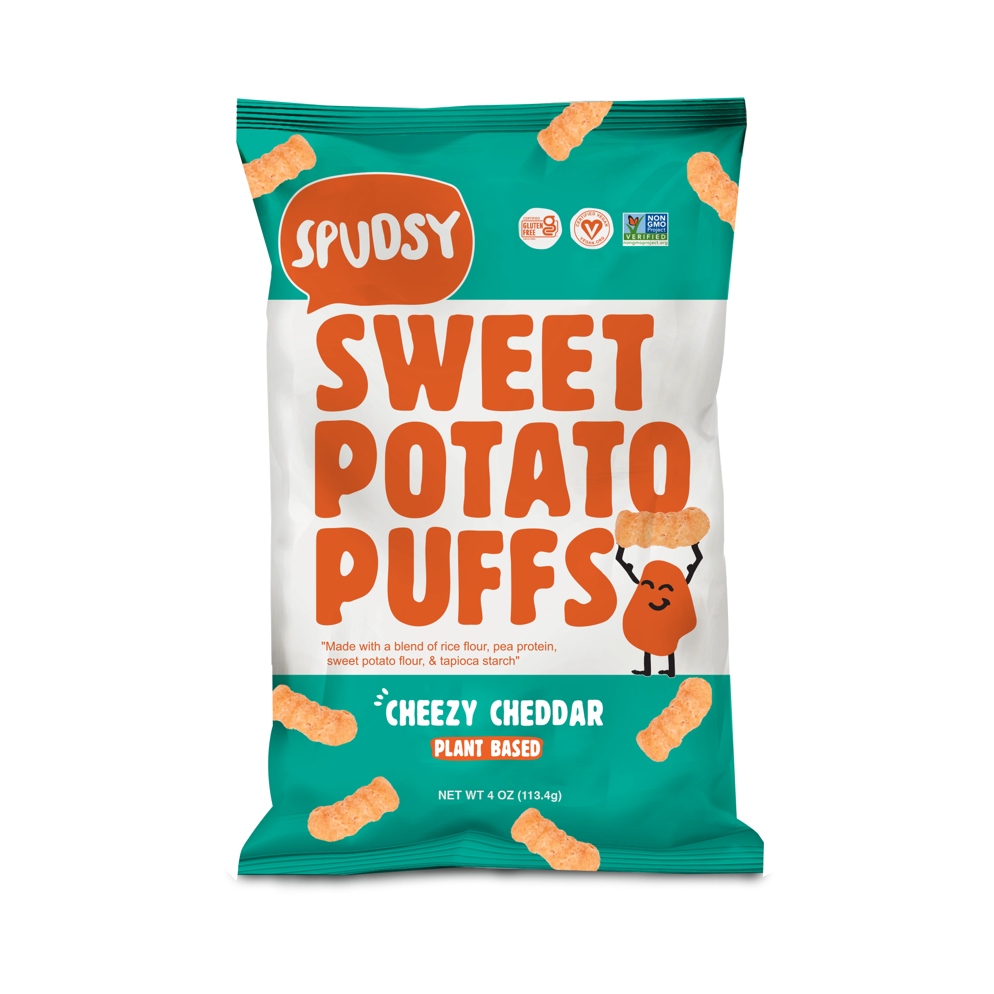 Vegan Cheesy Cheddar Sweet Potato Puffs - Spudsy